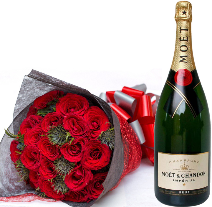 Moet & Rose Flowers Combo - Fab Florist Kenya | Best Flower Shop in ...